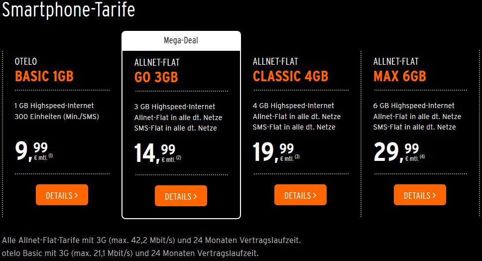 Otelo Handyvertrag - Vodafone D2 Netz